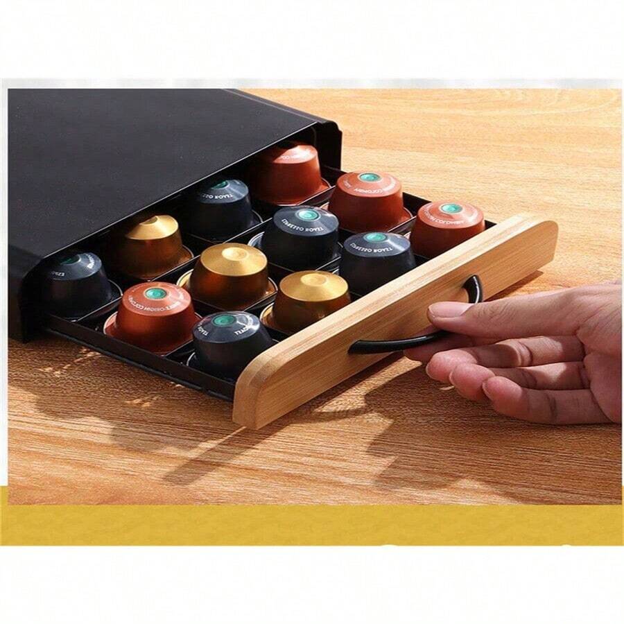 1pc 40-Slot Coffee Capsule Holder Drawer, Compatible Dust-Proof Pullout ...