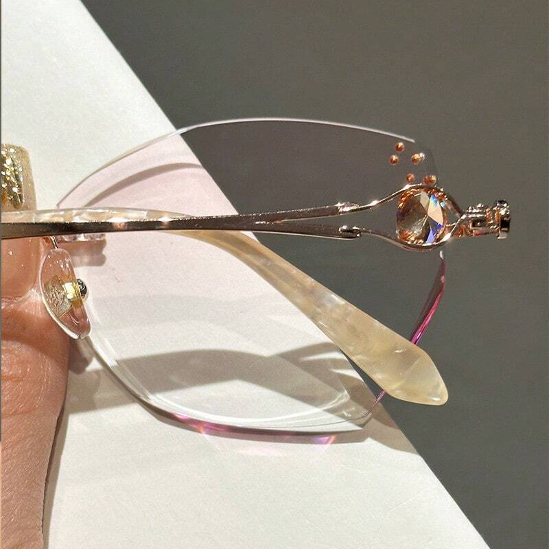 Super Light Titanium Frame Rimless Eyeglasses, Minimalist Plain Lens ...