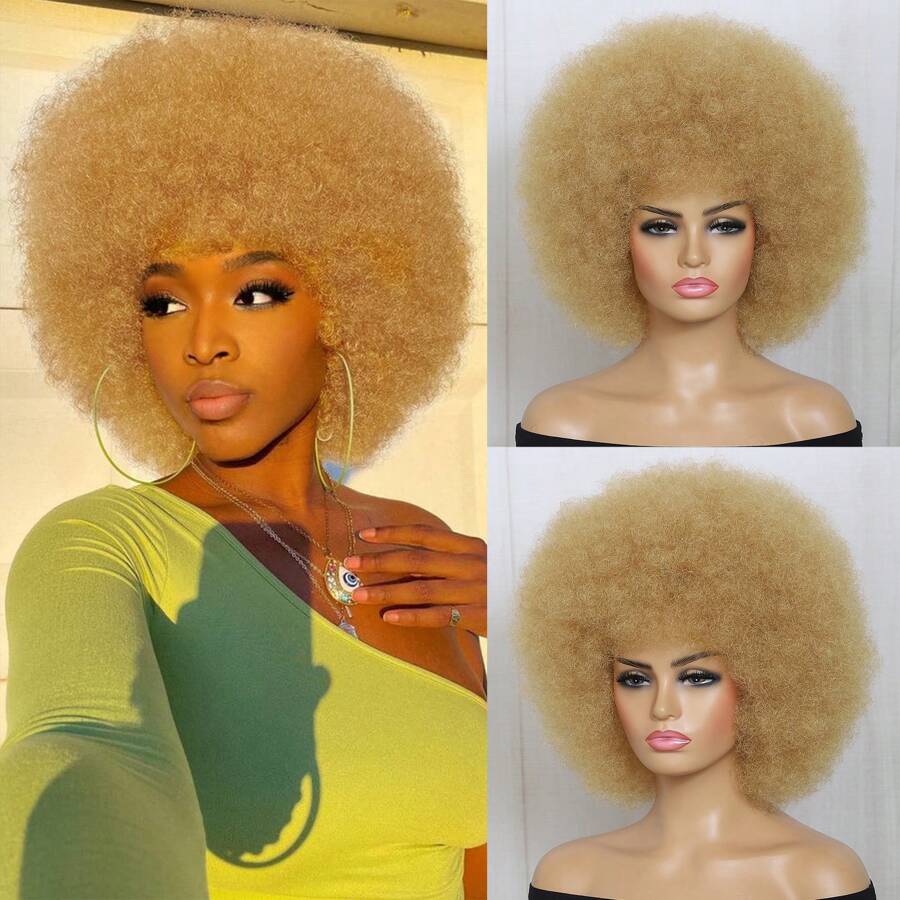 Wigs Soft Afro Hair 70s Wig For Women Afro Kinky Curly Hair Wigs With ...