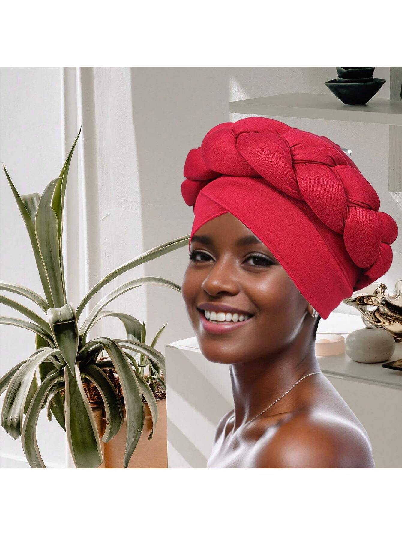 1pc Women's Turbans African Style Exaggerated Twisted Braid Knit ...