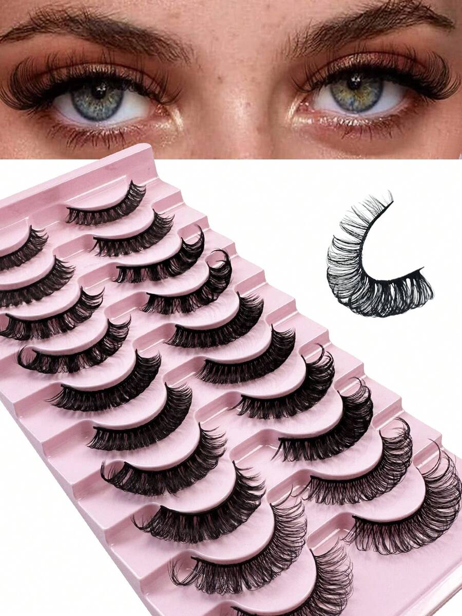 10 Pairs Pack 5 Different Style Mixed Russian Strip Eyelashes Curly ...
