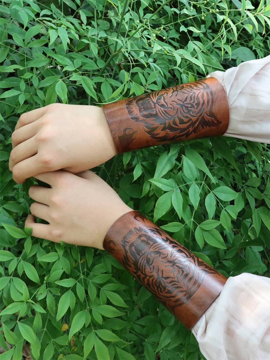 2 Pieces Of Vintage Medieval Renaissance Leather Wristbands That Can Be ...