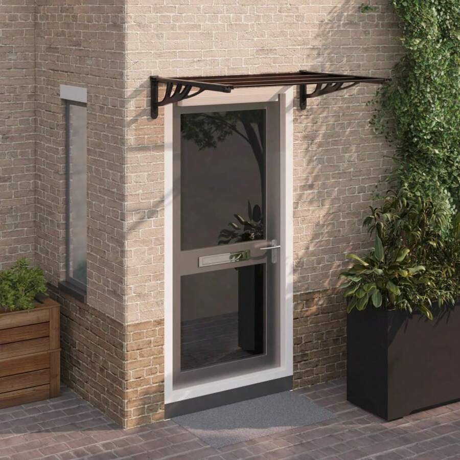 Black Polycarbonate Door Canopy 122x90 Cm Outdoor Entrance Cover ...