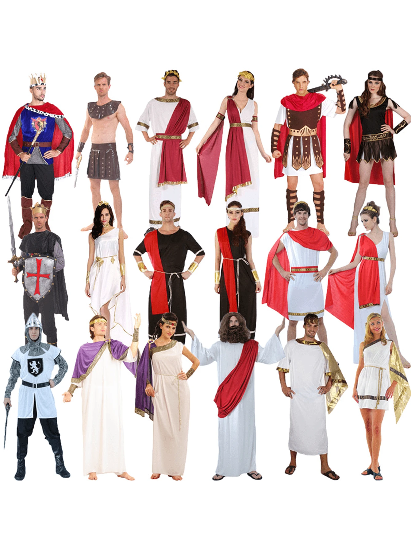 Halloween Adult Men Medieval Spartan Warrior King Emperor Costume ...