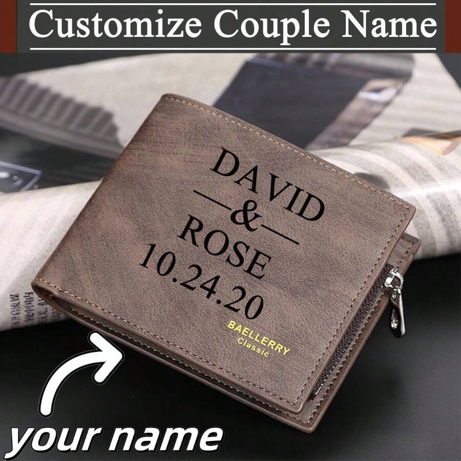 Customized Couple Wallet, Men's Short Wallet With Multiple Card Slots ...