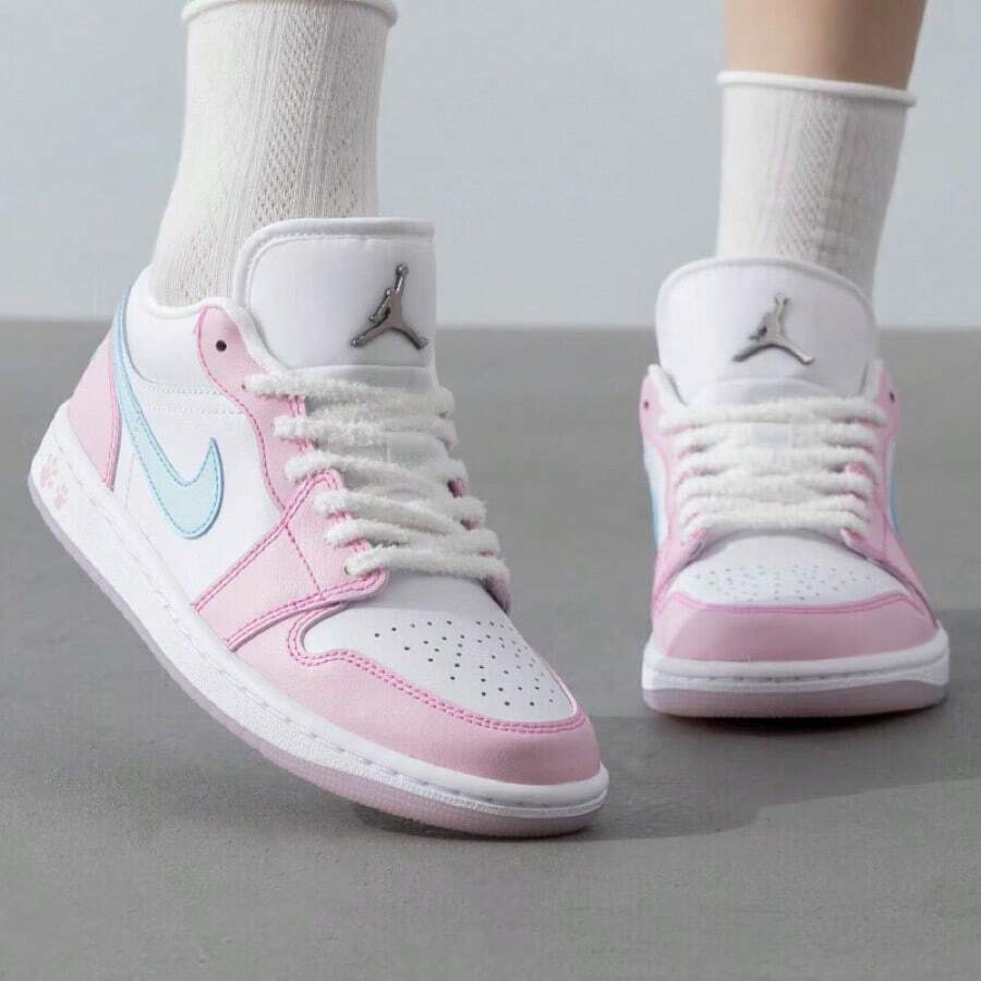 Jordan Air Jordan 1 LOW "White/Pink Foam/Glacier Blue" Fashion ...