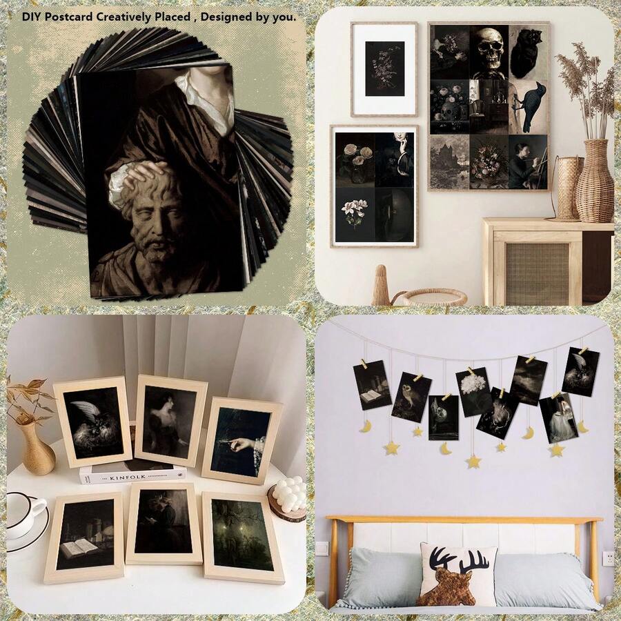 50pcs Moody Dark Wall Collage Kit, Wall Collage Kit Aesthetic Pictures ...