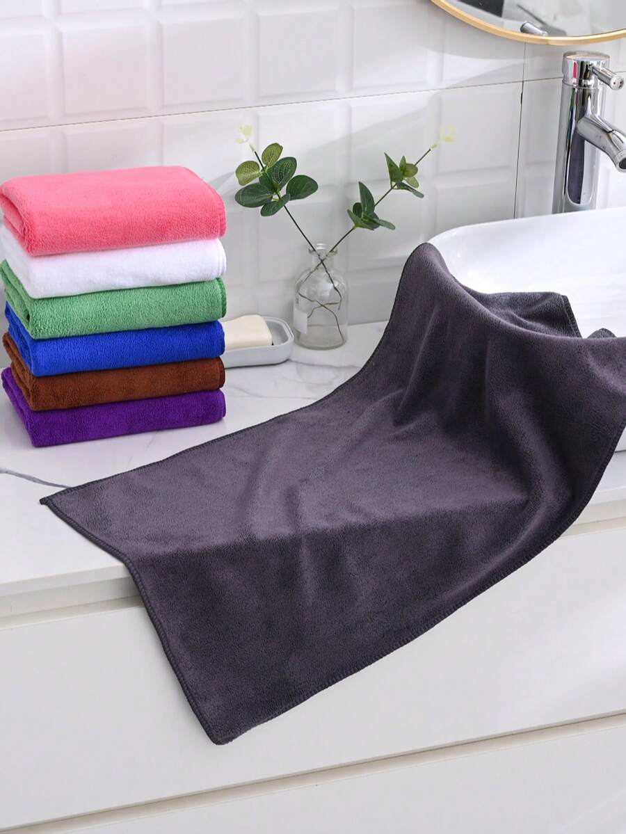 1pc Grey Polyester Solid Color Bath Towel, Rectangular 70*140cm Or 34 ...