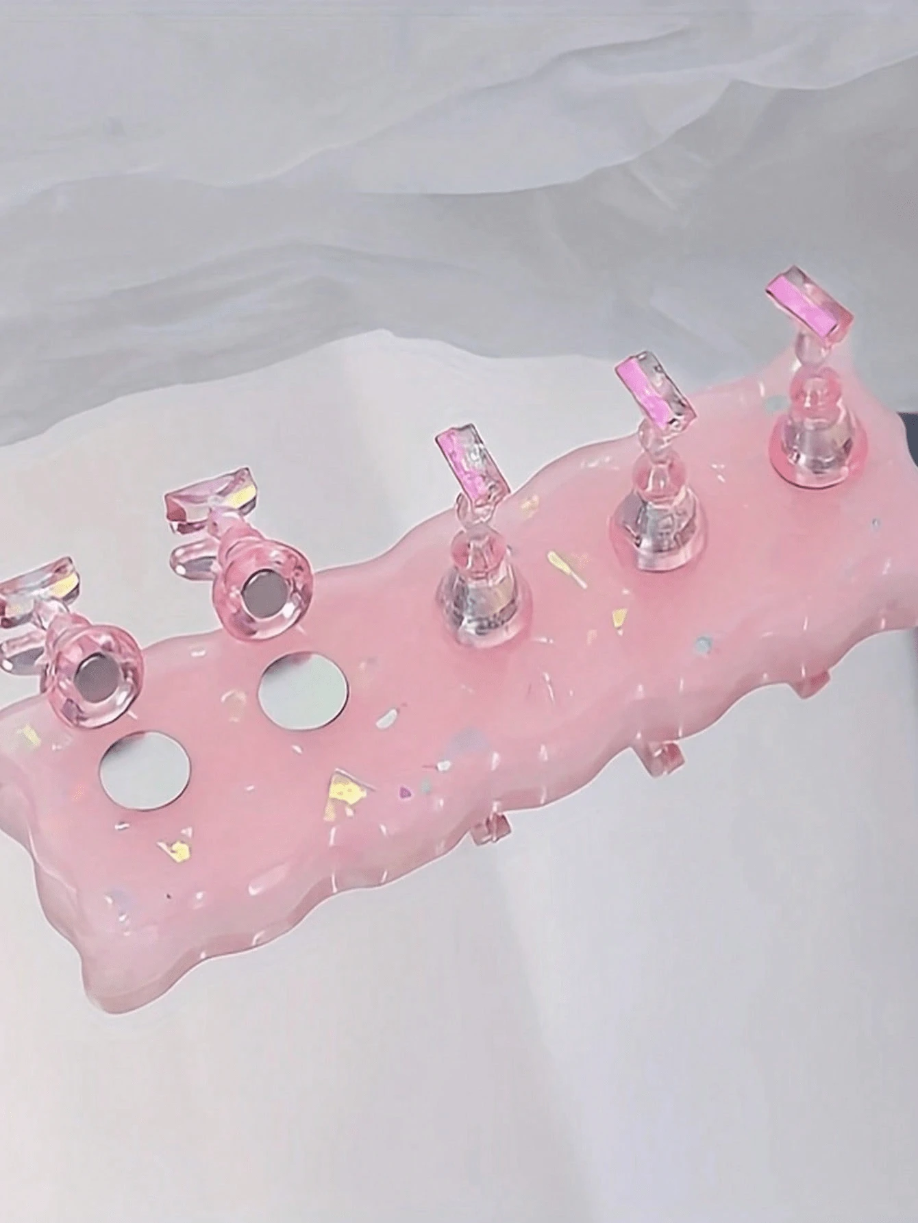 Vibrant Rainbow And White Nail Stand - Manicure Practice Stand And ...