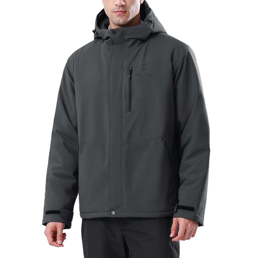 CAMEL CROWN Men Winter Coat Waterproof Ski Jacket Hooded Windbreaker ...