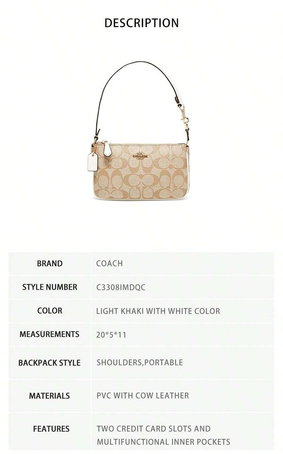 Coach COACH Outlet pequena feminina em PVC com bolsa de couro nas ...
