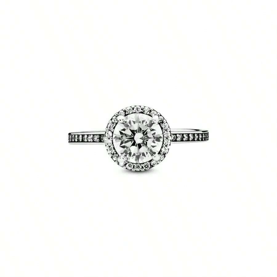 Pandora | Cubic Zinia Timeless Round Sparkle Halo Ring | | Women ...