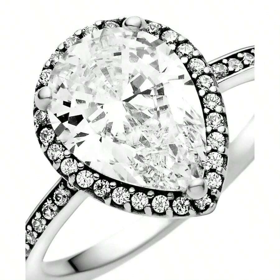 Pandora Cubic Zinia Timeless Sparkling Teardrop Halo Ring | SHEIN USA
