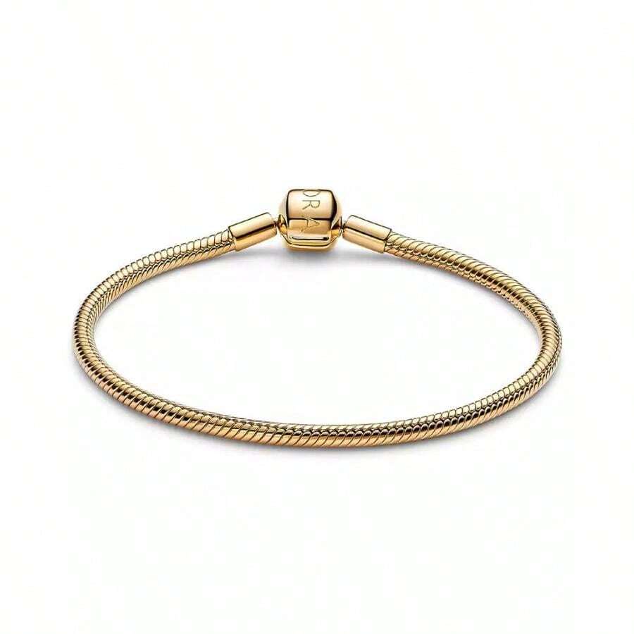 Pandora | 14K Gold-Plated Barrel Clasp Snake Chain Bracelet | | Women ...