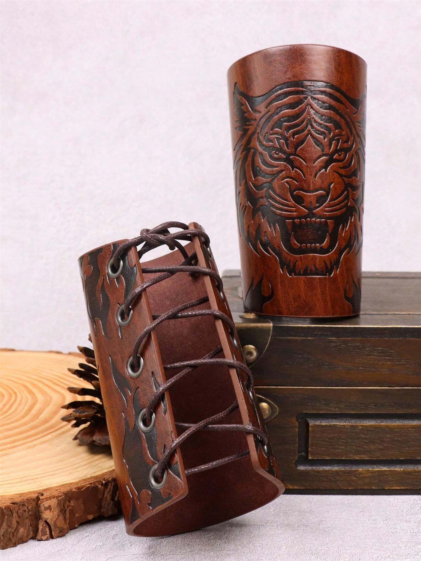 2 Pieces Of Vintage Medieval Renaissance Leather Wristbands That Can Be ...