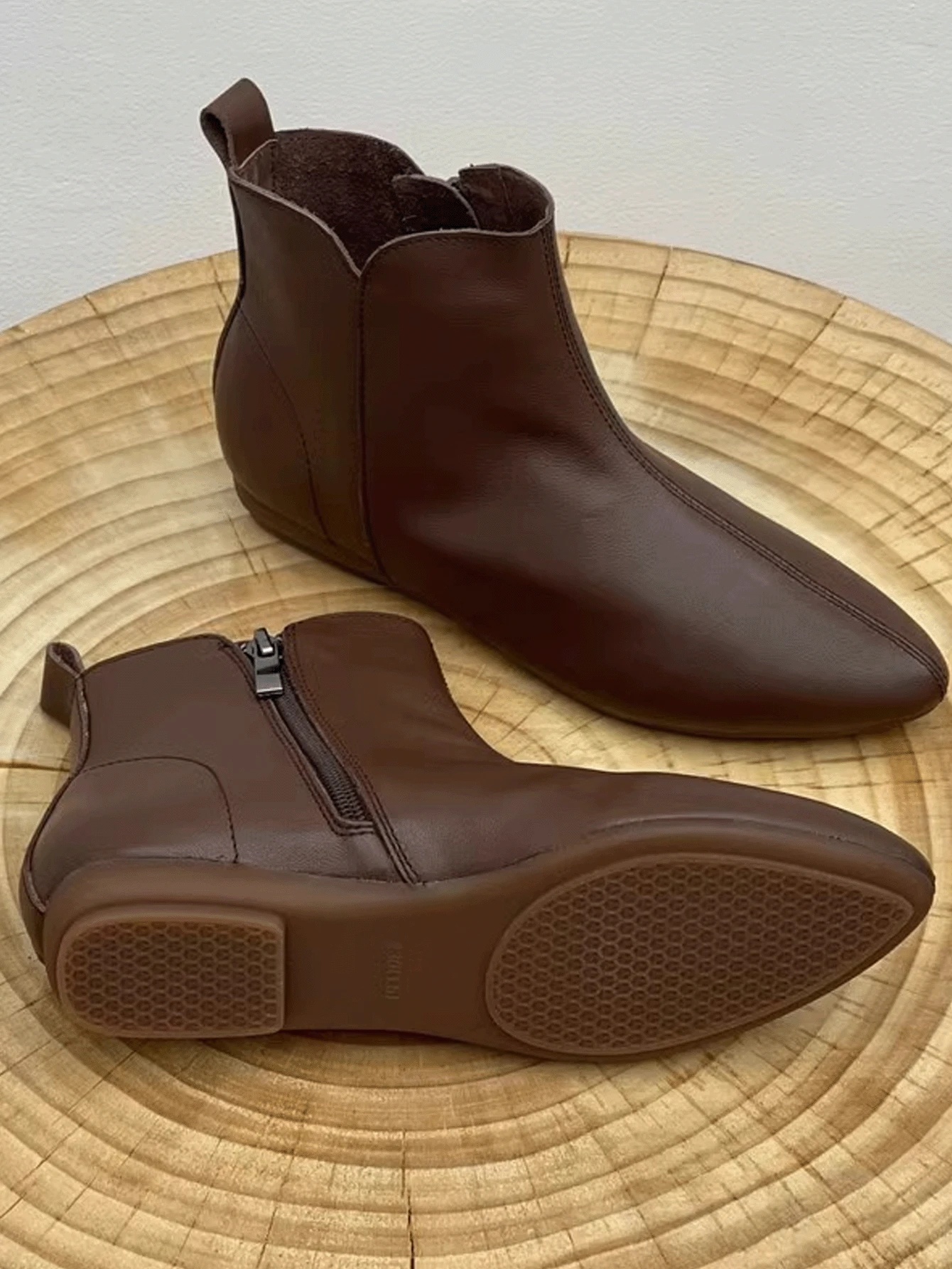 Women Short Chunky Low Heel Super Soft Bottom Smooth PU Chelsea Boots ...