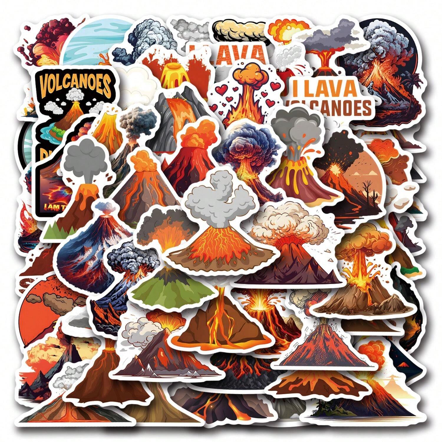 Volcano Stickers, Volcano Party Supplies 55Pcs Volcano Dinosaur ...