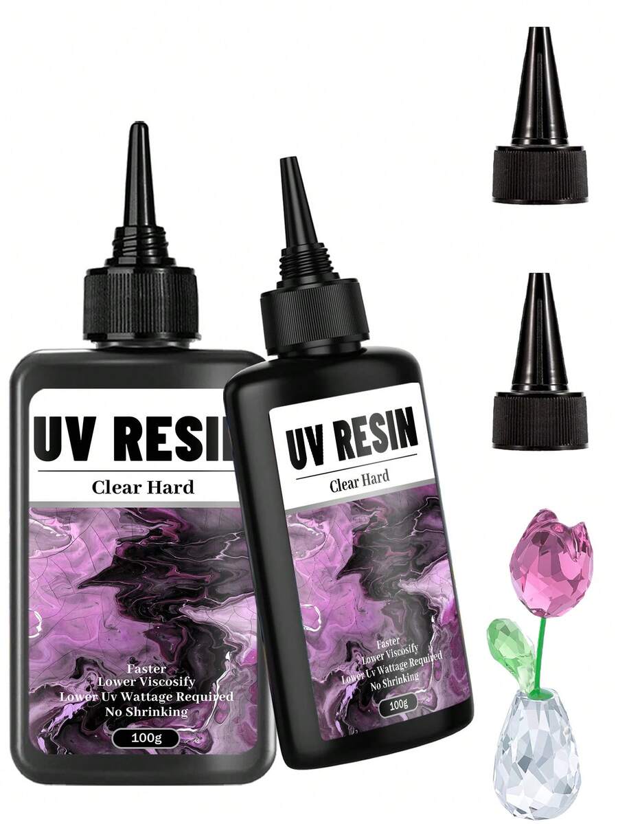 Resina UV 100g-500g, Super Resina UV Cristal Claro Ativada por Luz Solar Endurecida Kit para ...