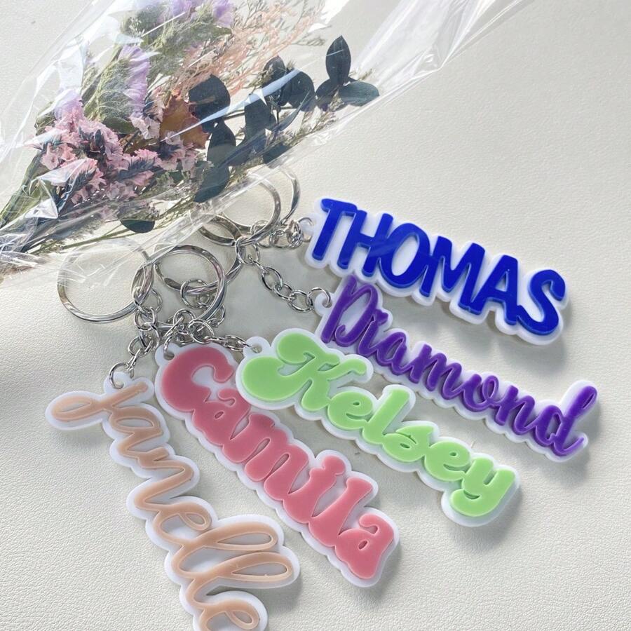 Custom Acrylic Name Keychains With Glitter, Colorful Custom Letter Key ...