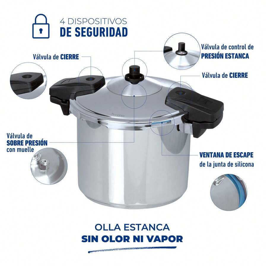 Jata Olla a presión rápida de acero inoxidable de 6 litros HOGAR OSR6 ...
