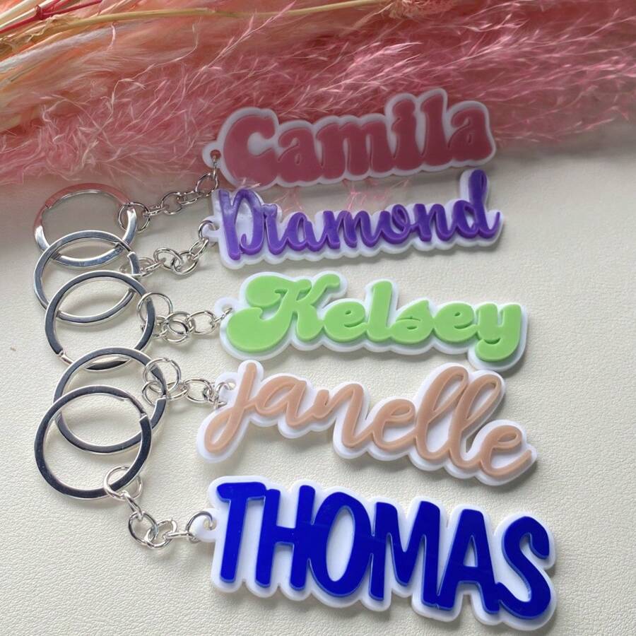 Custom Acrylic Name Keychains With Glitter, Colorful Custom Letter Key ...