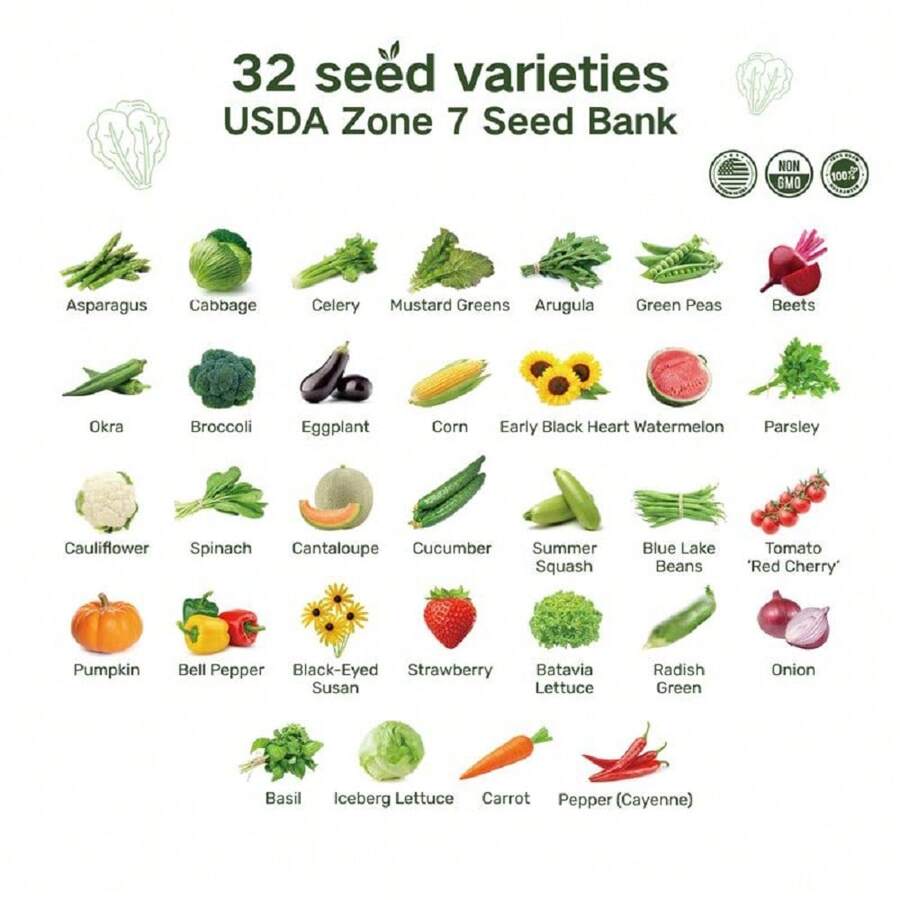 Year-Round USDA Zone 7 Seed Bank -32 Organic Seed Varieties | SHEIN USA