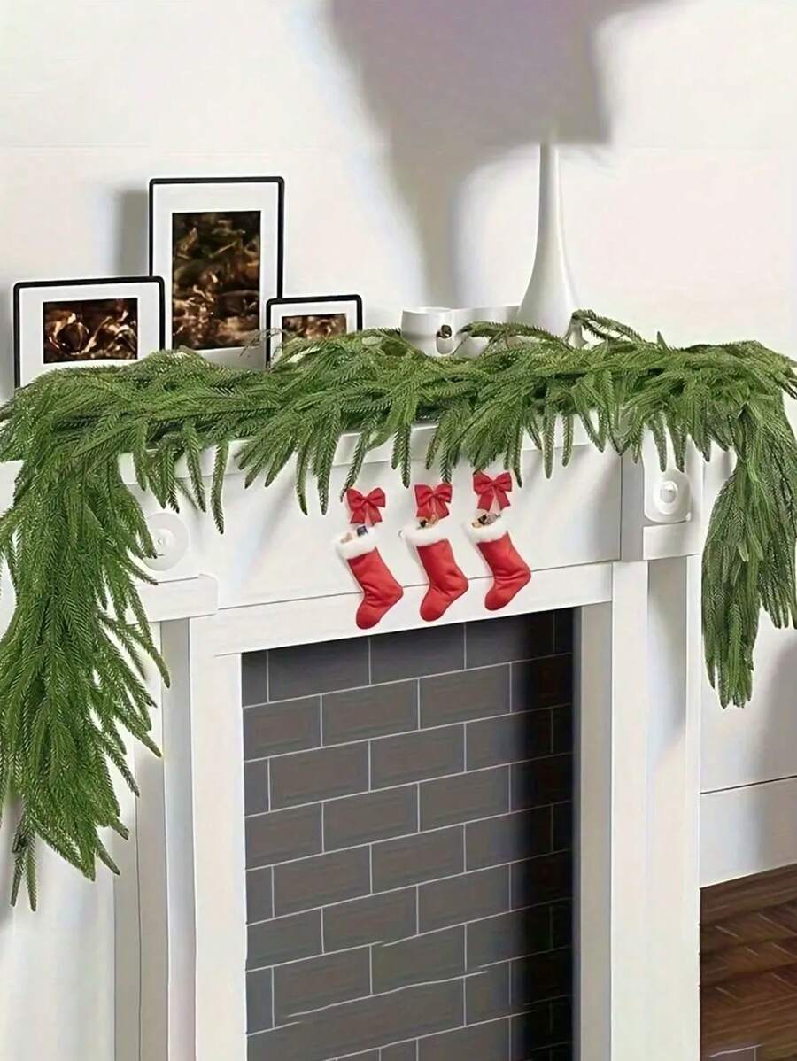 Guirlande de pin de Norfolk artificielle de 182,88 cm - Vigne verte réaliste pour Noël, salle à ...