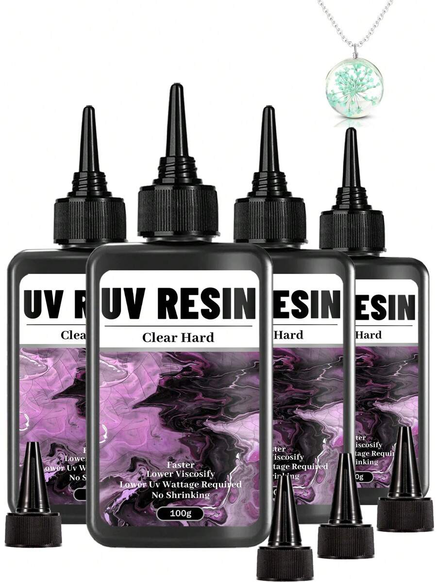 UV Resin 100g-500g, Super Crystal Clear UV Resin Solar Cure Sunlight Activated Hard Resin Kit ...