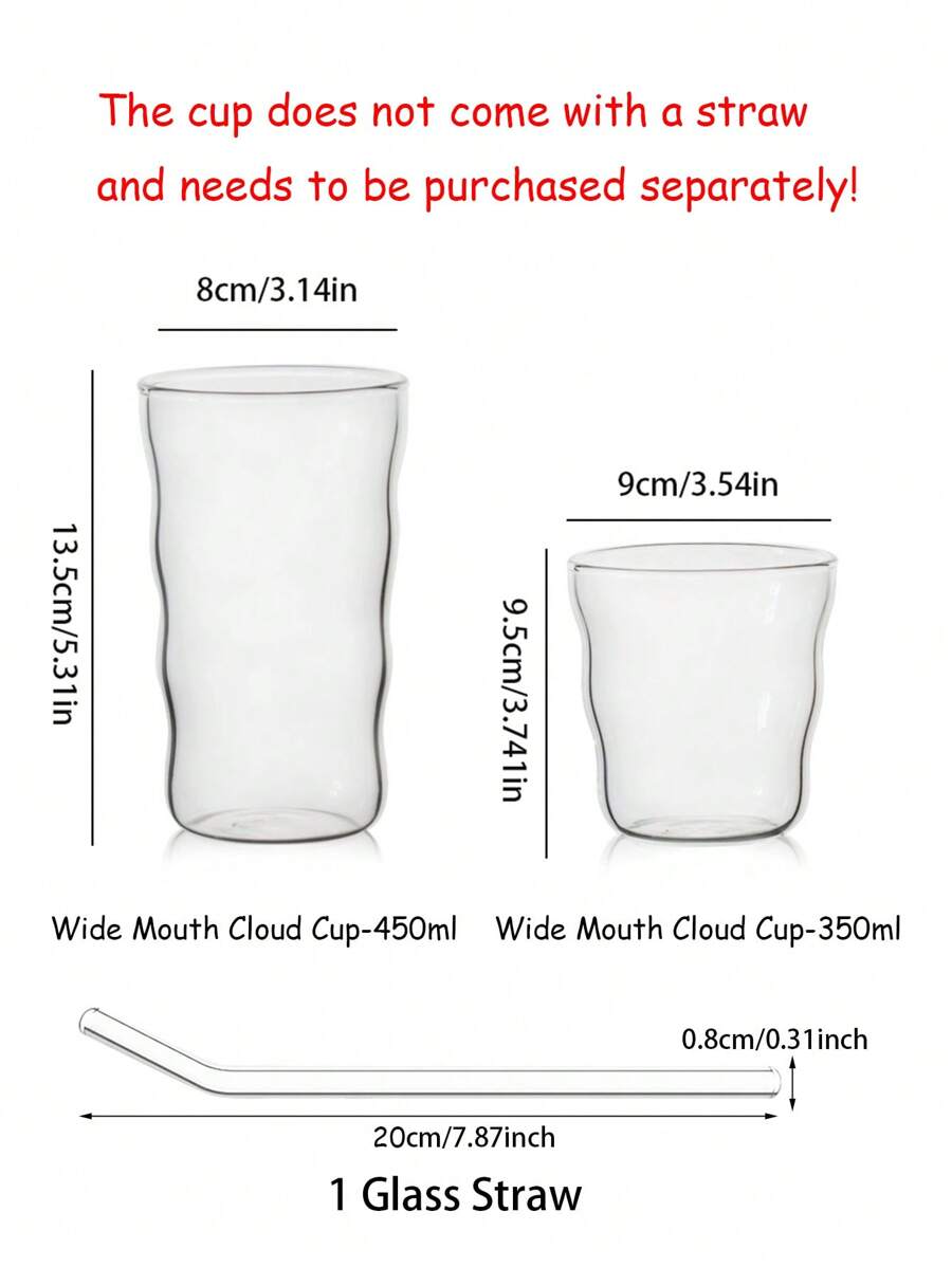 1 pieza Taza de vidrio de 350/450ml con diseño de nube, de vidrio borosilicato con alta ...