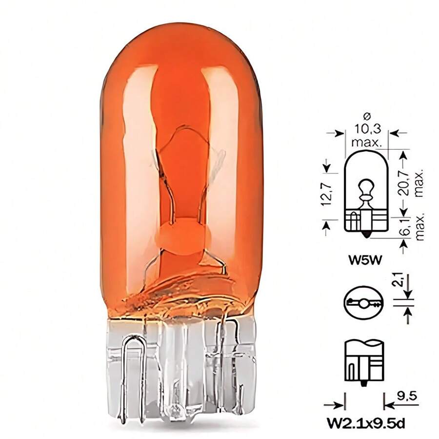Side Indicator Lamp Glass 12vW5W W2.1X9.5D T10 Orange | SHEIN USA