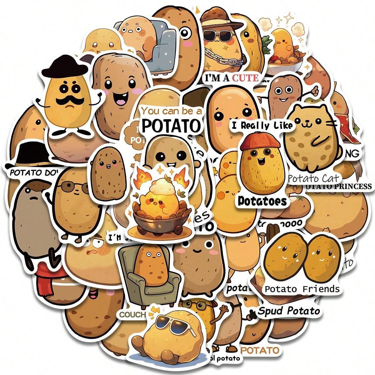 50PCS Funny Potato Stickers Vinyl Aesthetics Stickers For Scrapbooking ...