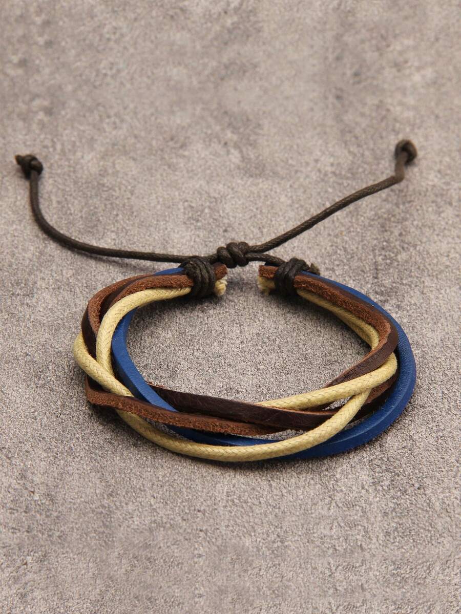 Fashionable and Popular Men Color Block Bracelet PU for Jewelry Gift ...