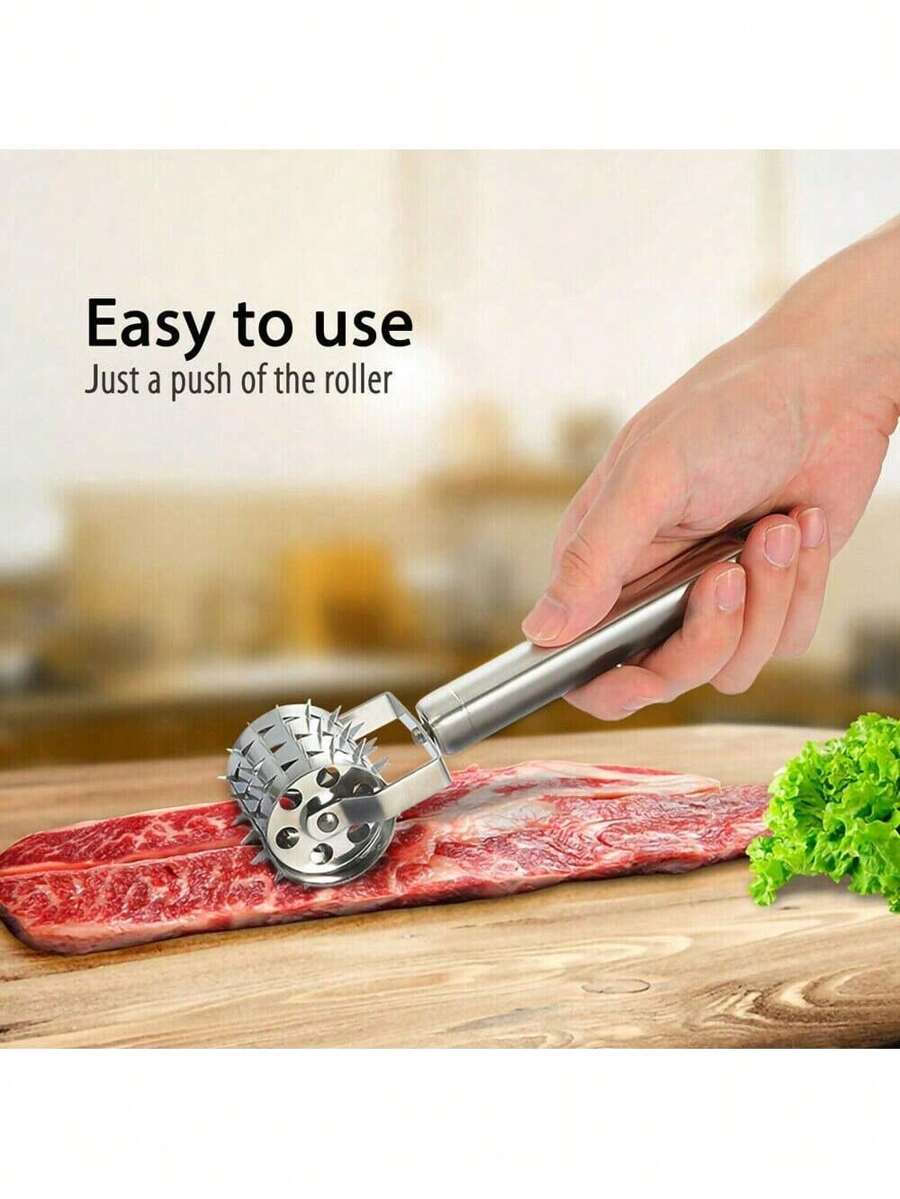 Stainless Steel Meat Tenderizer Roller Hammer Mallet For Steak Beef
