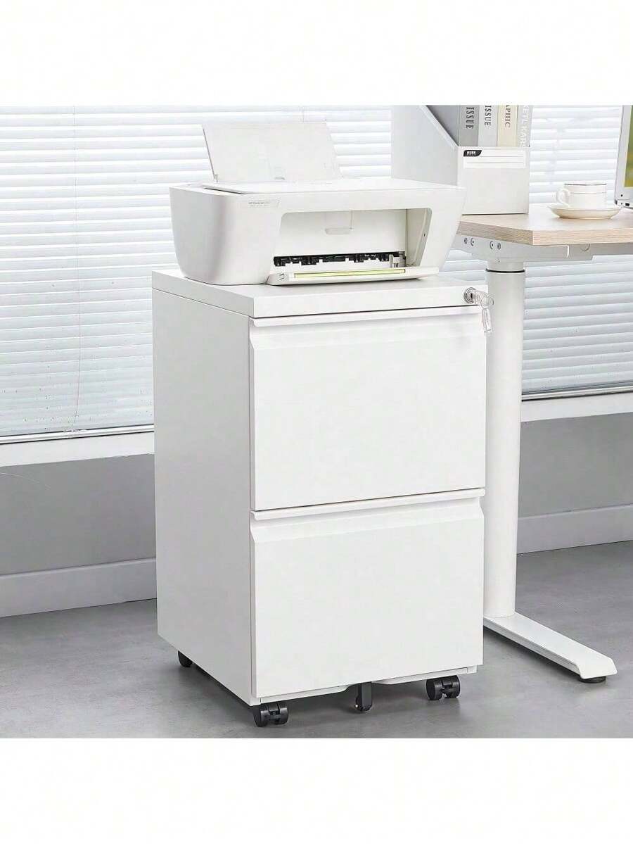 Office Furniture Copier Cabinet Black 2 Door Steel Copier Stand Mobile ...