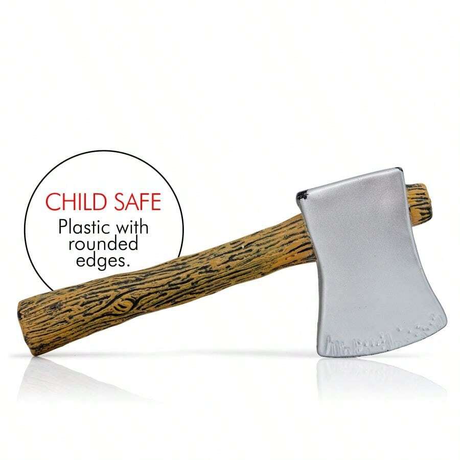 Skeleteen Realistic Hatchet Axe Toy - Wood Look Lumberjack Props ...