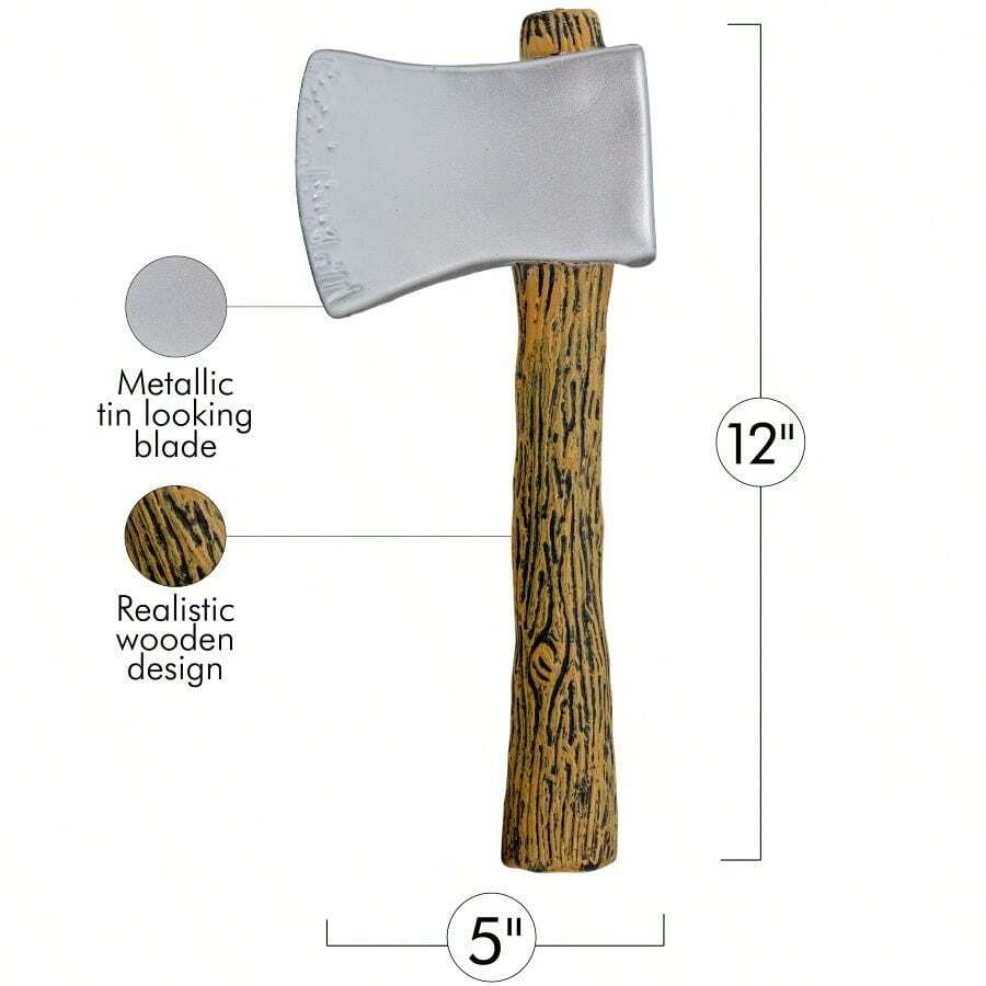 Skeleteen Realistic Hatchet Axe Toy - Wood Look Lumberjack Props ...