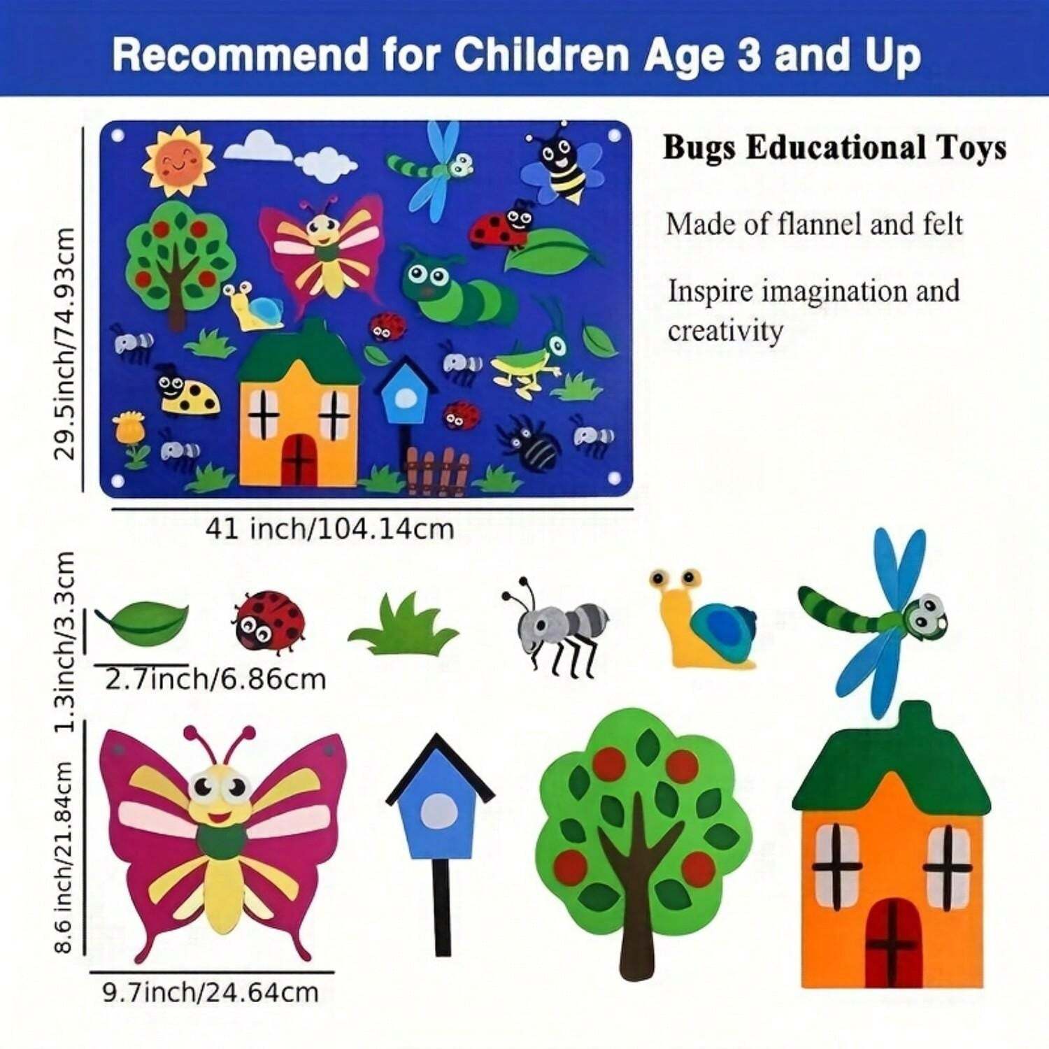 Tablero de fieltro con insectos para actividades de aprendizaje para ...