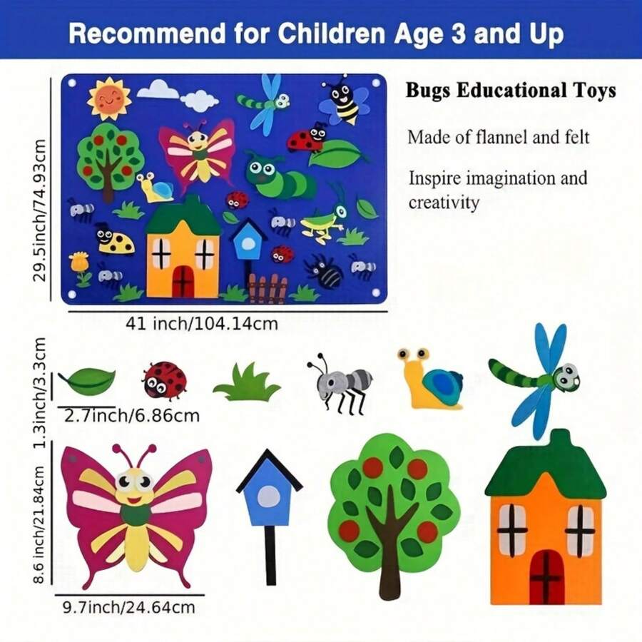 Insect Felt Story Board For Toddlers Learning Activities, Sensory With ...