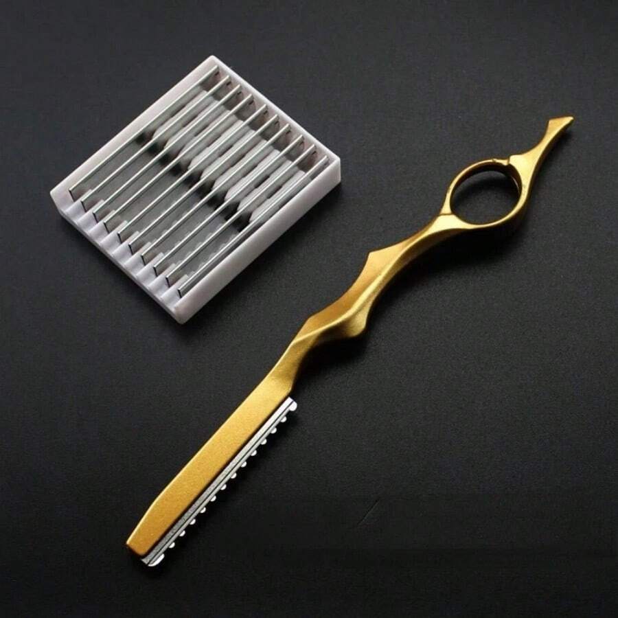 Hair Cutting Knife Thinner Thinning Razor 10 Blades Shavel Straight ...