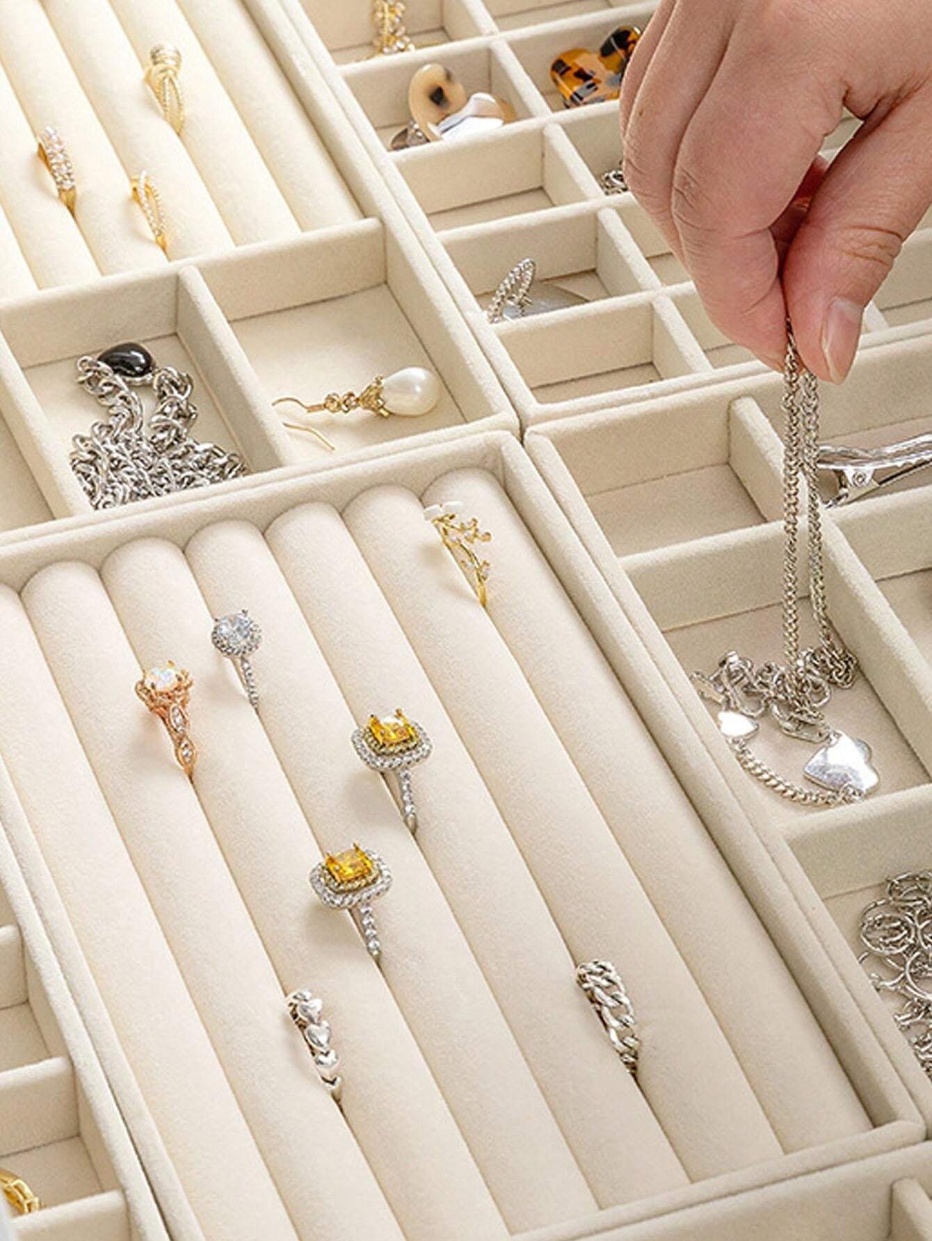 9pcs/Set Velvet Jewelry Tray, Jewelry Display Tray With Drawers ...