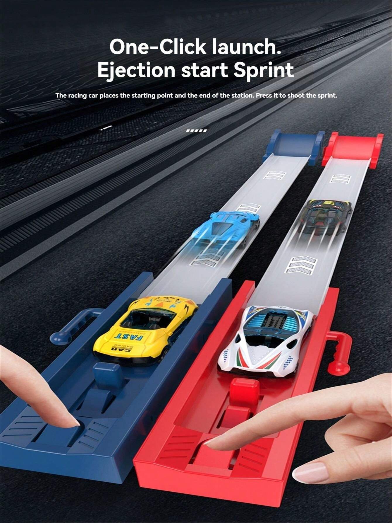 Children's Boys Girls Metal Ejection Track Cars Slot Racing Track Set ...