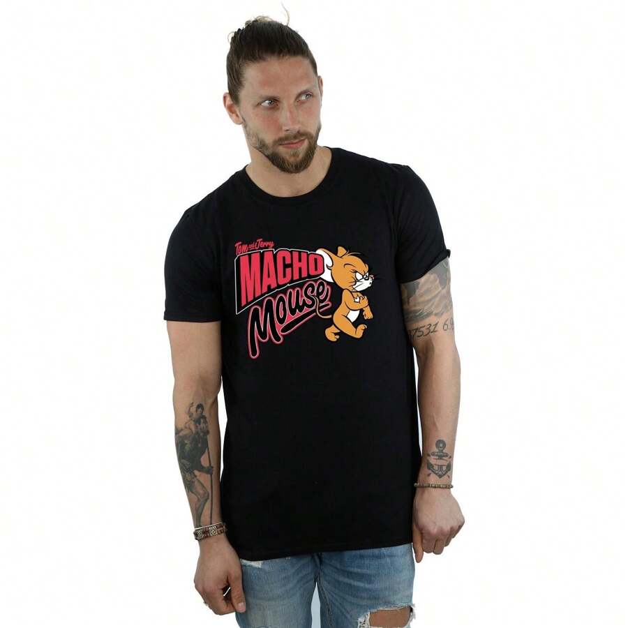 TOM AND JERRY. Mens Macho Mouse T-Shirt (Black) | SHEIN USA