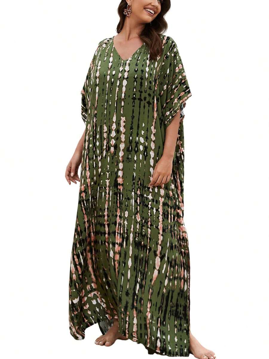 Kaftan For Women Plus Size Bathing Suit Cover Up Batwing Dress Loose ...