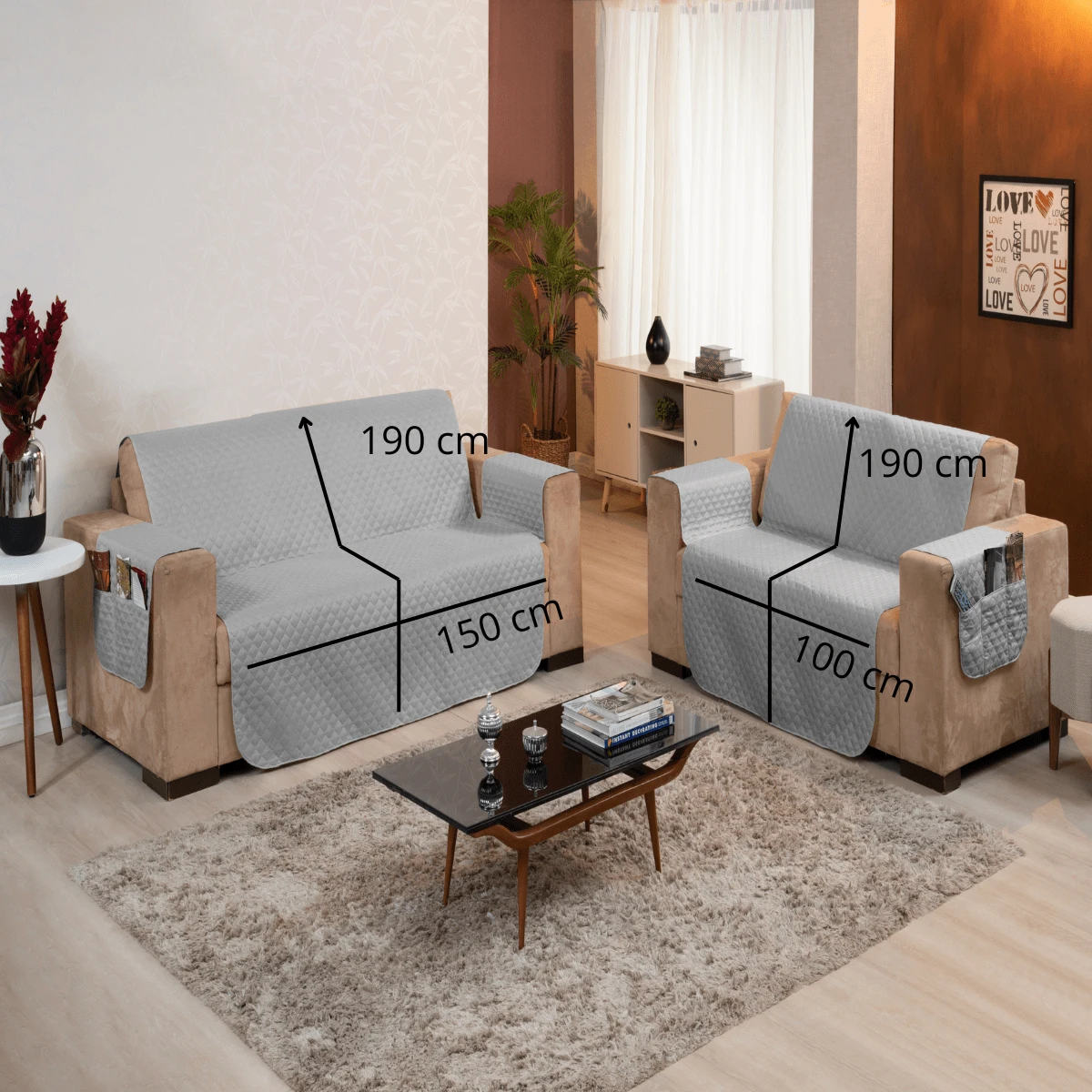 3 And 2 Seater Quilted Sofa Protector Kit With Storage Box | SHEIN USA