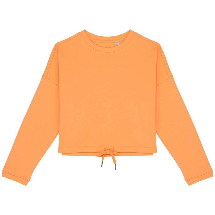 Womens/Ladies Oversized Crop Sweatshirt (Apricot) | SHEIN USA