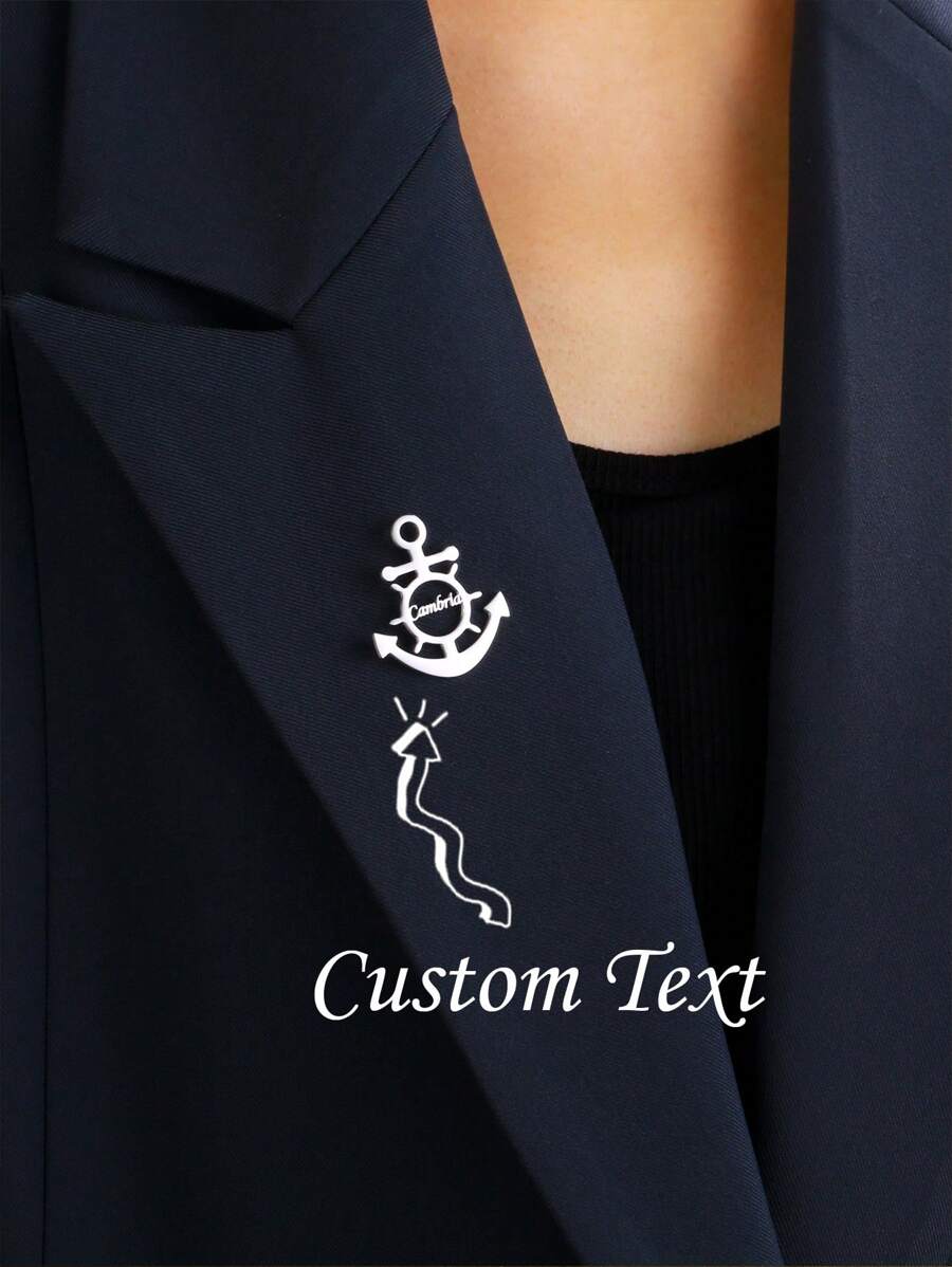 Custom Personalized Company Name Anchor Brooch, Sailor Brooch ...