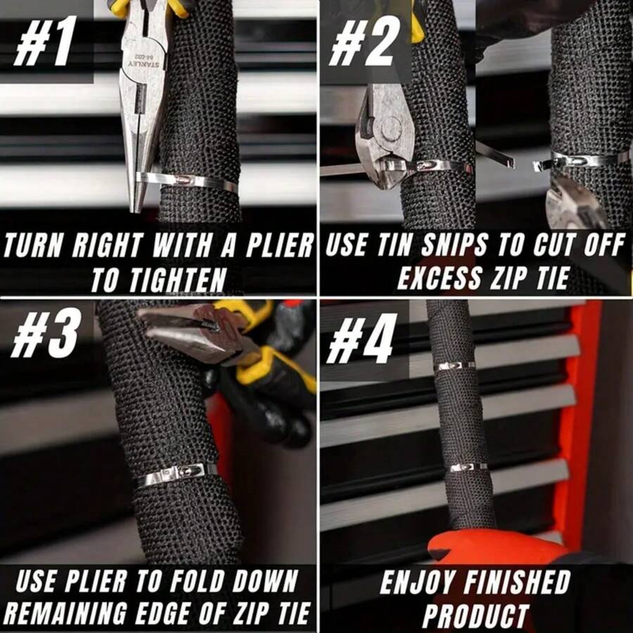 Stainless Steel Cable Ties Locking Metal Zip-Exhaust Wrap Coated, Multi ...