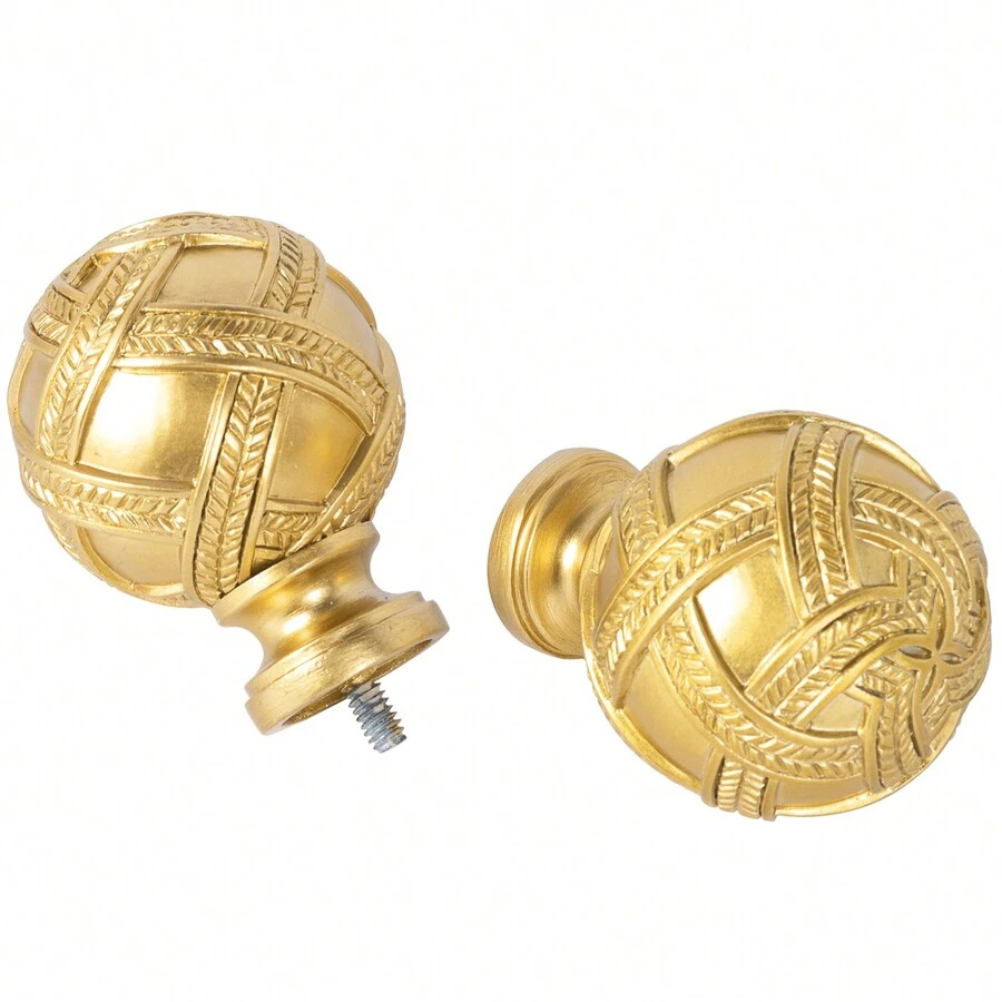 2Pcs Curtain Finials Glod Drapery Rail Pole Head Cap Window Treatment ...