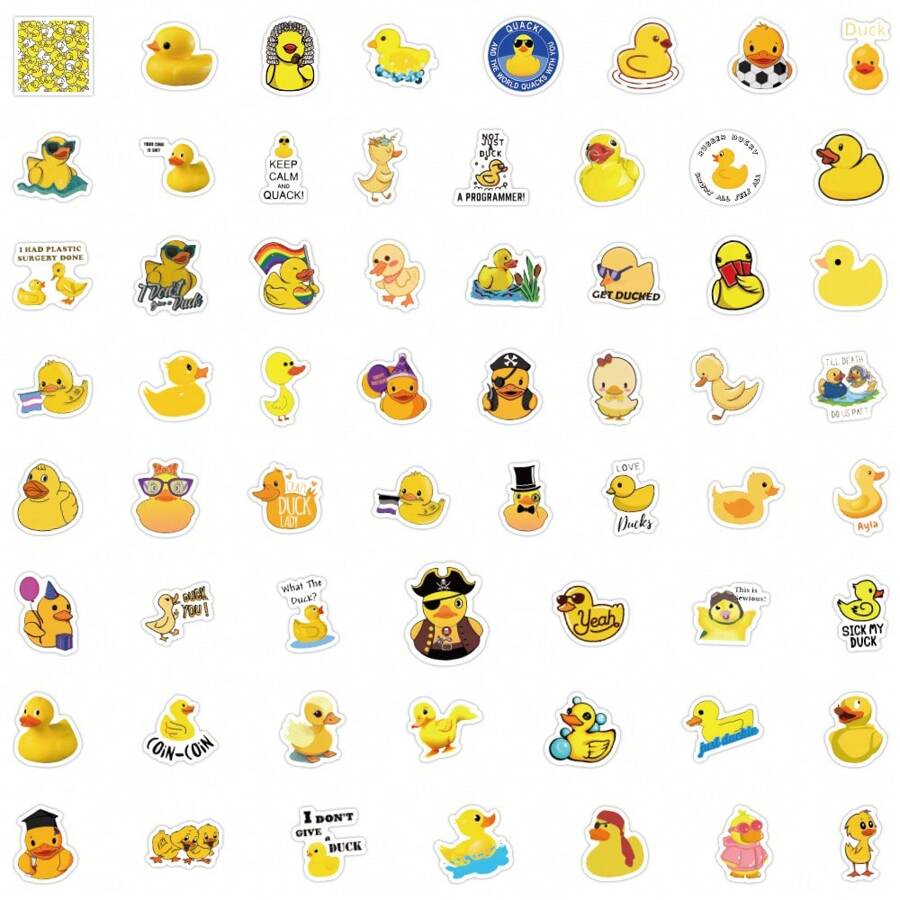 60PCS Little Yellow Duck Stickers Vinyl Aesthetics Stickers For ...