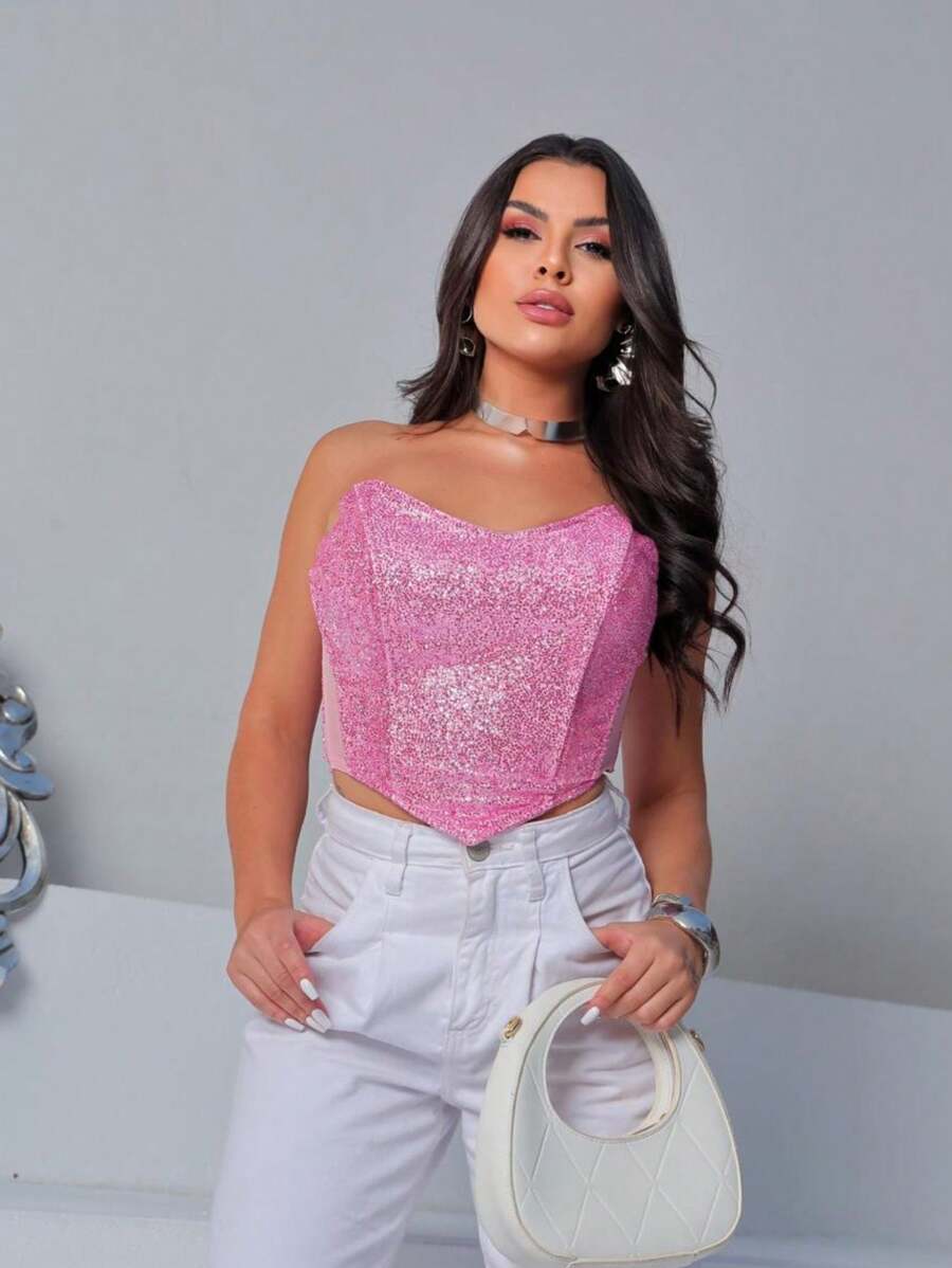 Corset Shiny Corset Underwire Supports Breasts Bat Model Low-Cut Tie ...